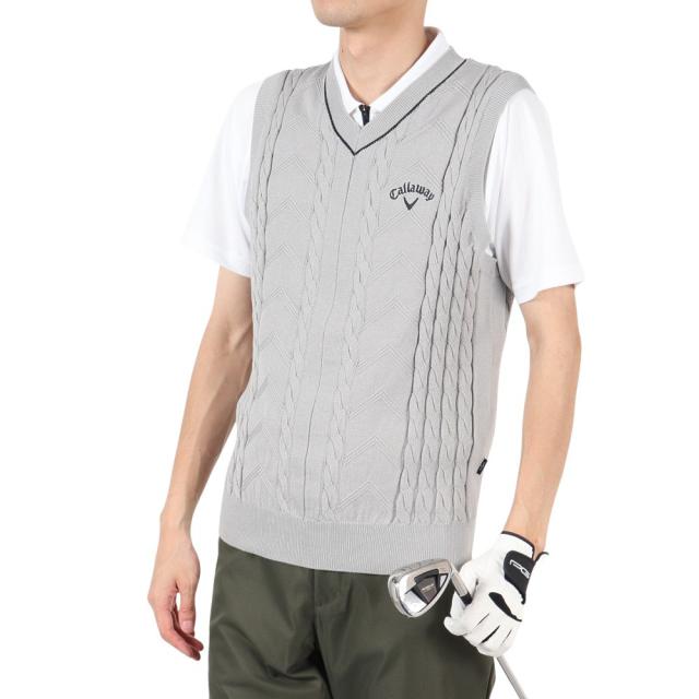 キャロウェイ(CALLAWAY)ゴルフウェア Vネックケーブルニットベスト C25219100-1020(Men’s)