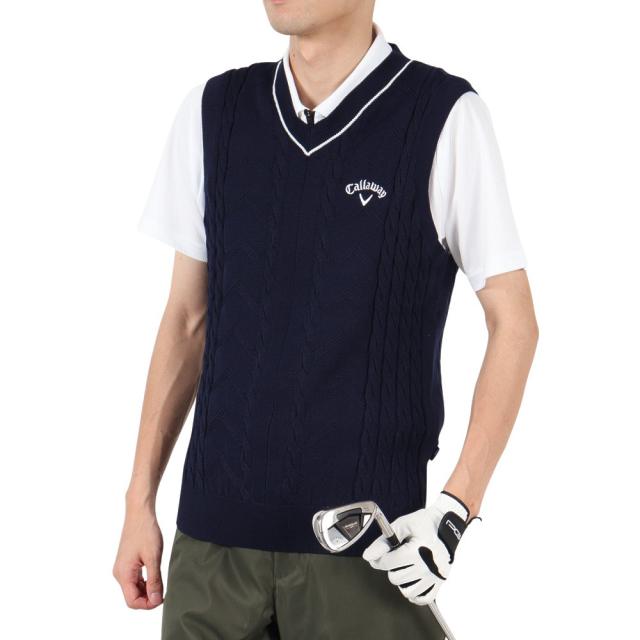 キャロウェイ(CALLAWAY)ゴルフウェア Vネックケーブルニットベスト C25219100-1120(Men’s)