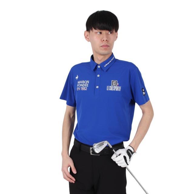 ルコックスポルティフ(lecoqsportif)ゴルフウェア 吸汗速乾 定番 無地半袖シャツ LG5SHS13M BL00(M…