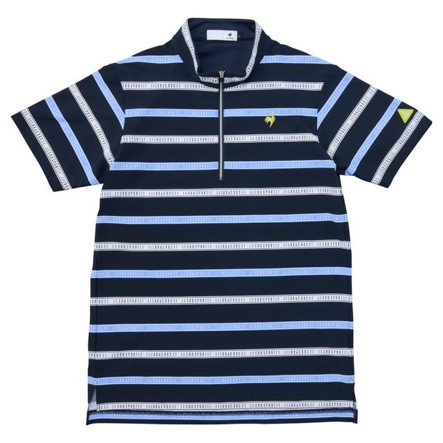 ルコックスポルティフ(lecoqsportif)ゴルフウェア 遮熱 ボーダー柄 ハーフジップ 半袖シャツ LG5SHS80M …