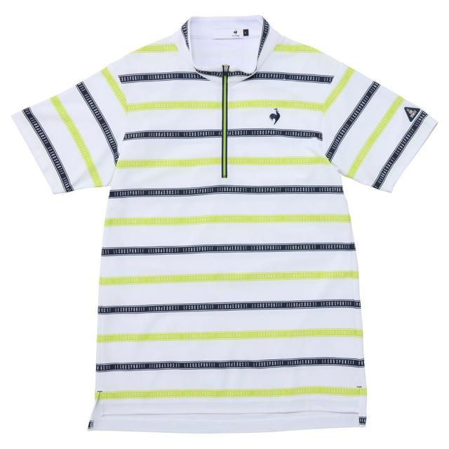 ルコックスポルティフ(lecoqsportif)ゴルフウェア 遮熱 ボーダー柄 ハーフジップ 半袖シャツ LG5SHS80M …