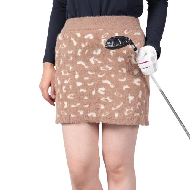 ROSASEN(ROSASEN)ゴルフウェア 保温 防風 A-Line ヒョウ柄 シャギーニット スカート 048-72041…
