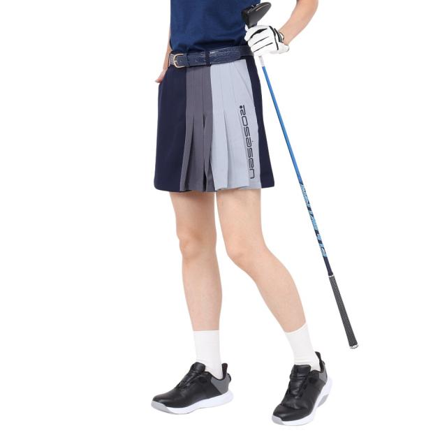 ROSASEN(ROSASEN)ゴルフウェア UVケア A-Line 配色プリーツスカート 048-72942-098(Lad…