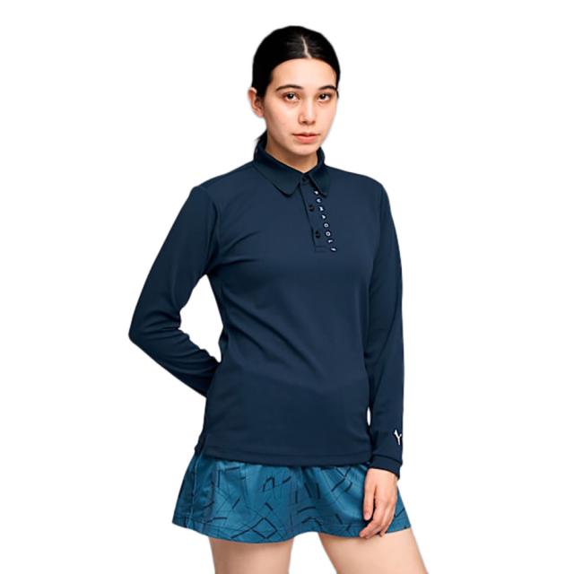 プーマ(PUMA)ゴルフウェア シャドウキャット グラフィック 長袖 ポロシャツ 635829-01(Lady’s)