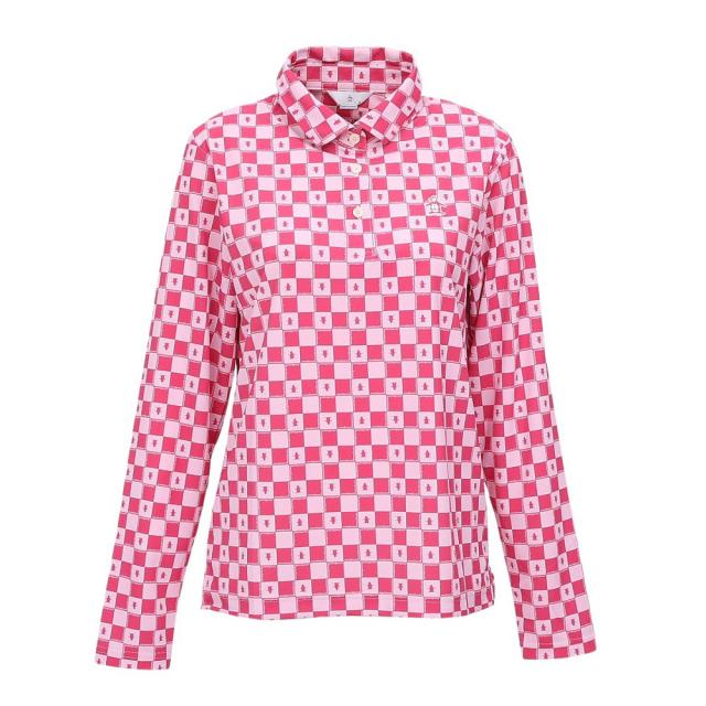 マンシング(MUNSING)ゴルフウェア 吸汗速乾 ブロックチェック柄プリント 長袖ポロシャツ MG5FLS81L PK00(…