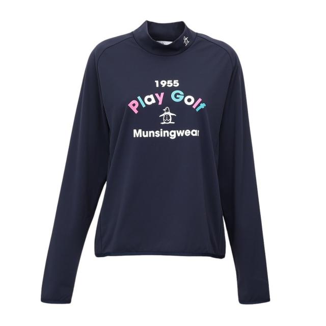 マンシング(MUNSING)ゴルフウェア 吸汗速乾 ロゴモックネック長袖シャツ MG5FLS82L NV00(Lady’s)
