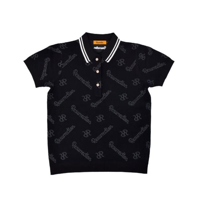 レザレクション(Resurrection)ゴルフウェア 速乾 モノグラム ニット 半袖 ポロシャツ BE12KNPS09-W(…