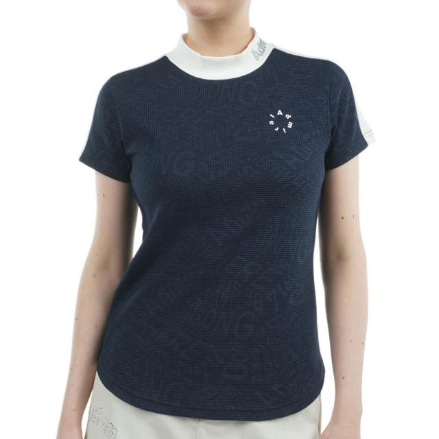 アドミラル ゴルフ(Admiral GOLF)モックネック ゴルフ 半袖 接触冷感 ジオメトリックロゴ モックシャツ ADLA…