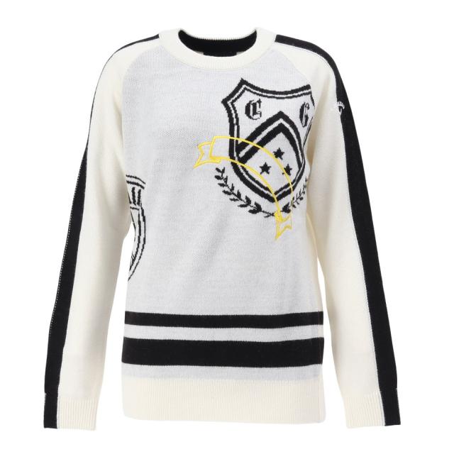 キャロウェイ(CALLAWAY)ゴルフウェア エンブレム柄 長袖 クルーネックニット C23218203-1030(Lady’…