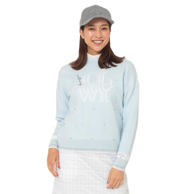キャロウェイ(CALLAWAY)ゴルフウェア クルーネック長袖ラインストーン付きニット C25218201-1112(Lady…