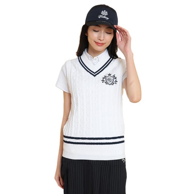 キャロウェイ(CALLAWAY)ゴルフウェア Vネック ケーブルニットベスト C25119200-1030(Lady’s)