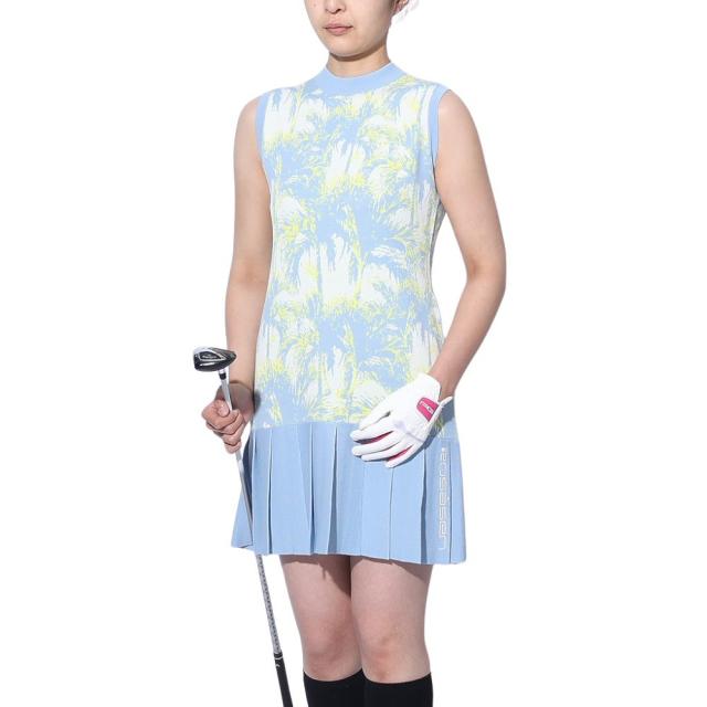 ROSASEN(ROSASEN)ゴルフウェア ノースリーブ A-Line パームツリーニットワンピ 048-61372-092…