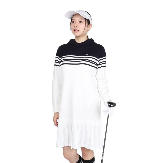 フィドラ(FIDRA)ゴルフウェア 吸湿 発熱 プリーツニット ワンピース FD5SUQ05 WHT(Lady’s)