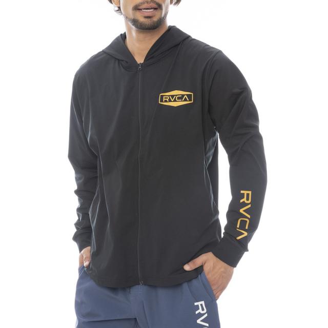ルーカ(RVCA)ラッシュガード 長袖 HEX BOX サーフ ジップアップフーディー BF041875 BLK(Men’s)