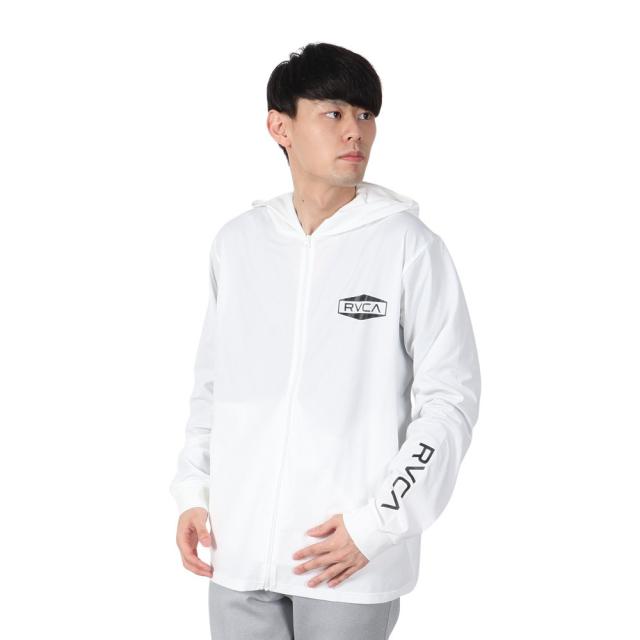 ルーカ(RVCA)ラッシュガード 長袖 HEX BOX サーフ ジップアップフーディー BF041875 WHT(Men’s)