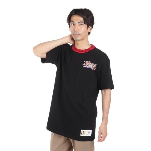 ミッチェルアンドネス(Mitchell&Ness)半袖 ジャガード リンガー 半袖Tシャツ TCRW6601-P76BLCK(…