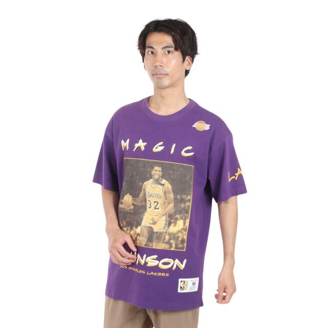 ミッチェルアンドネス(Mitchell&Ness)マジック・ジョンソン レイカーズ プレミアム プレイヤー 半袖Tシャツ TC…