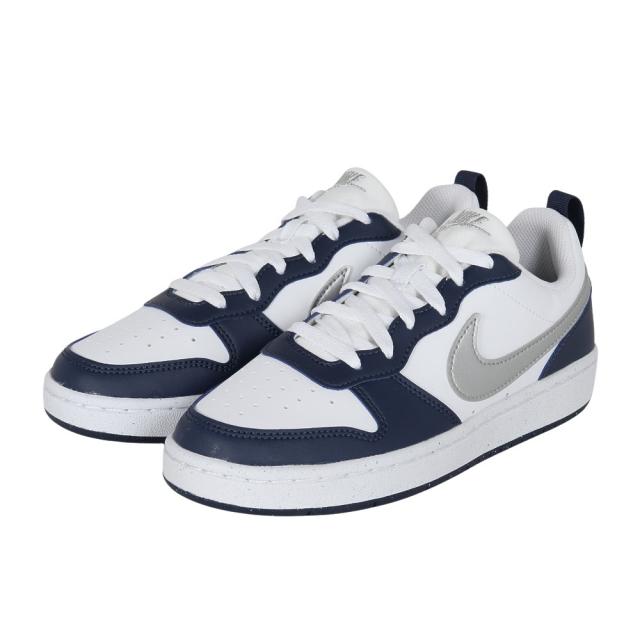 ナイキ(NIKE)ジュニアスニーカー ボーイズ スポーツシューズ コート ボロー LOW リクラフト GS ホワイト ネイビー…