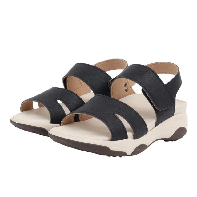 リゲッタ(Re:getA)カジュアルシューズ 軽量厚底サンダル RE3001BLK(Lady’s)