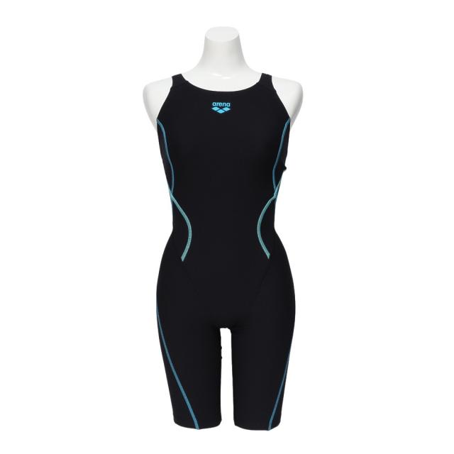 アリーナ(ARENA)競泳水着 レディース 水泳 タフスーツ トレーニングワンピース スパッツ 黒×青 S-LLサイズ AS6…