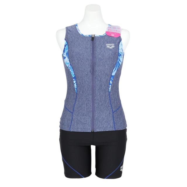 アリーナ(ARENA)フィットネス水着 水泳 フィットネスセパレーツ 上下セット カバーバッグ 黒×青 S-3Lサイズ AS5…