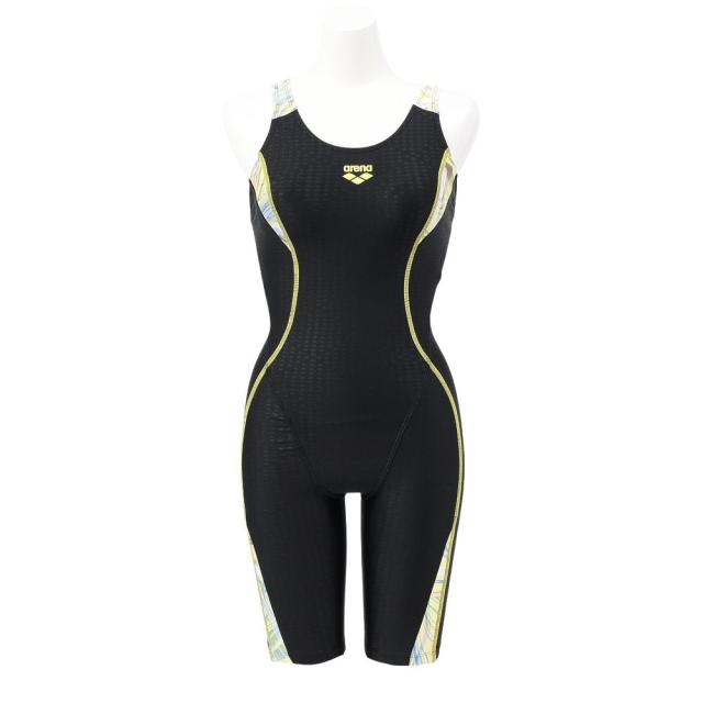 アリーナ(ARENA)フィットネス水着 レディース 水泳 フィットネスワンピース スパッツ 黒×黄 S-LLサイズ AS5FW…