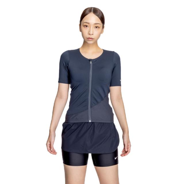 ナイキ(NIKE)フィットネス水着 レディース 水泳 ジップ付き半袖 2in1 スカートショーツセパレーツ 2993126-0…