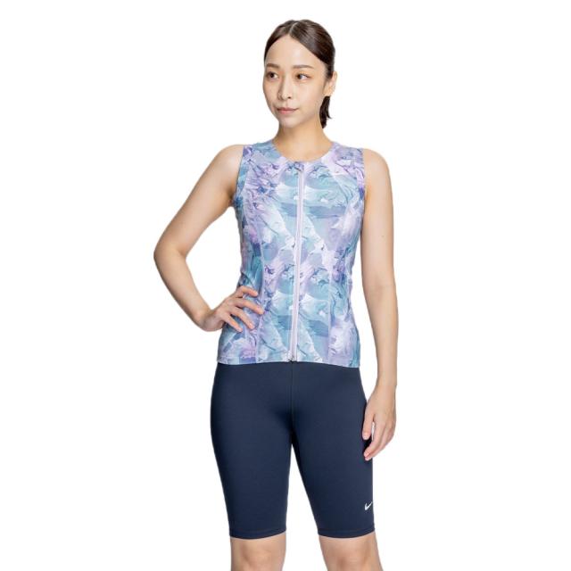 ナイキ(NIKE)フィットネス水着 レディース 水泳 総柄ジップ付き袖なしセパレーツ 2993130-018(Lady’s)
