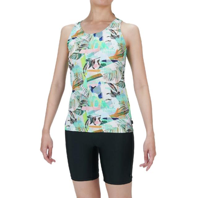 ミズノ(MIZUNO)フィットネス水着 レディース 水泳 アクアフィットネス用セパレーツ ボタン付 N2JGC34631 カッ…