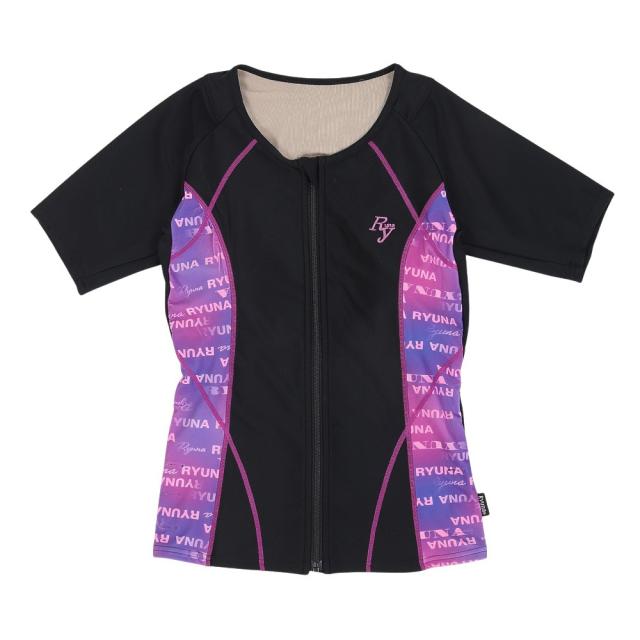 リュウナ(Ryuna)フィットネス水着 レディース 水泳 サイドロゴ柄 半袖