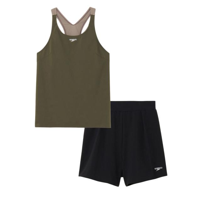 スピード(SPEEDO)フィットネス水着 レディース 水泳 エアパII 上下セット カーキ S-LLサイズ SFW22562 …