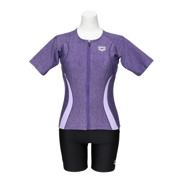 アリーナ(ARENA)水着 レディース フィットネスセパレート 上下セット カバーバック 紫×黒 M-LLサイズ AS5SWF…