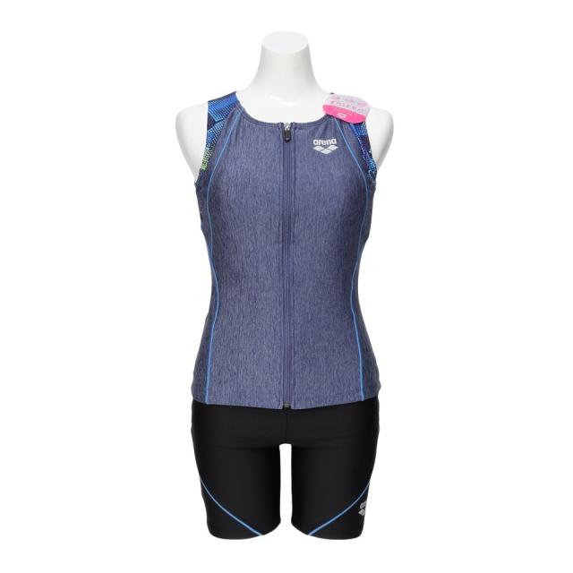 アリーナ(ARENA)フィットネス水着 水泳 セパレーツカバーバック 青×黒 M-LLサイズ AS6SWF46L BLBK 上…