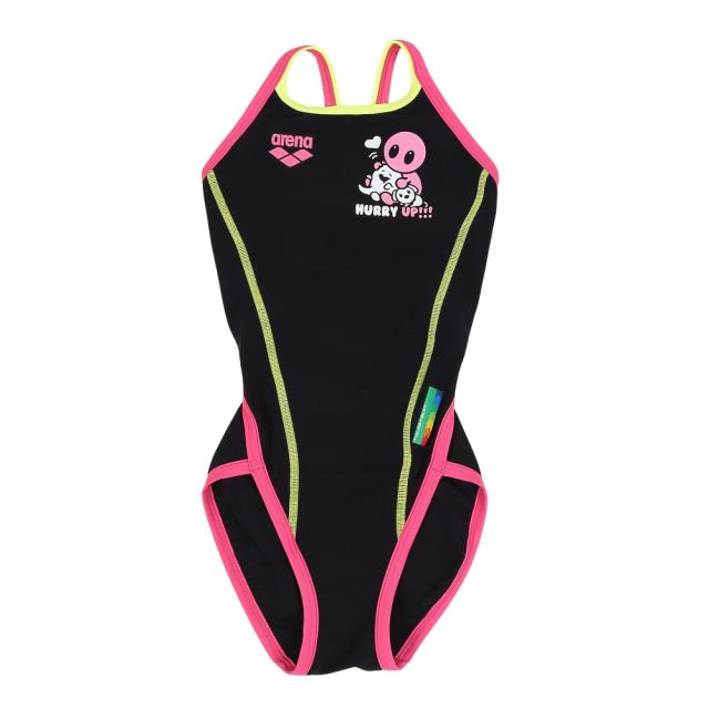 アリーナ(ARENA)競泳水着 ジュニア 女子 水泳 トレーニングワンピース オープンバック 黒 130-140サイズ AS5…