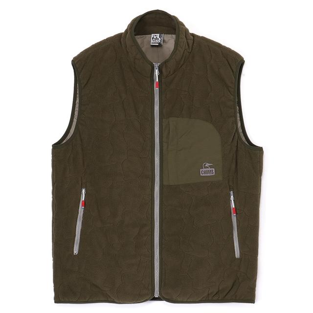 チャムス(CHUMS)アウター ベスト ブービーステッチ フリースベスト CH04-1418-M032 オリーブ キルティング…