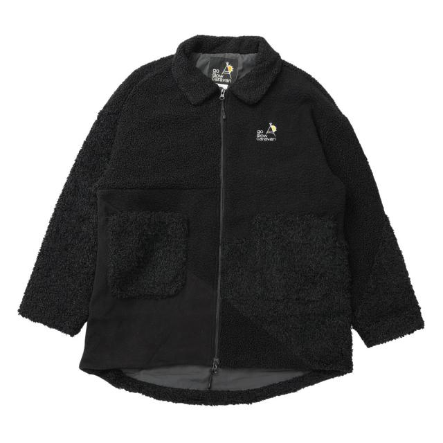 ゴースローキャラバン(GOSLOWCARAVAN)ボア×フリース パッチワークコート 350219 BLK(Lady’s)