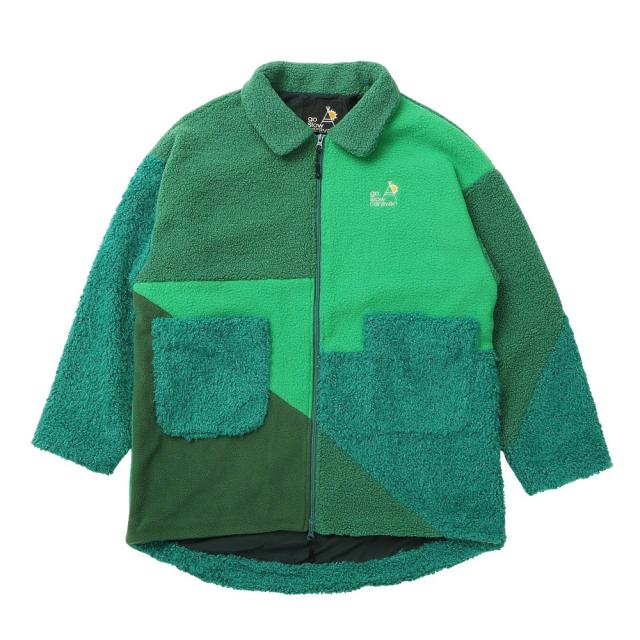 ゴースローキャラバン(GOSLOWCARAVAN)ボア×フリース パッチワークコート 350219 GRN(Lady’s)