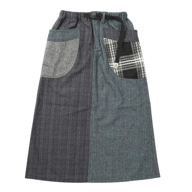 ゴースローキャラバン(GOSLOWCARAVAN)ウール ライク ファブリック クレイジー 脇ポケスカート 350207 GR…