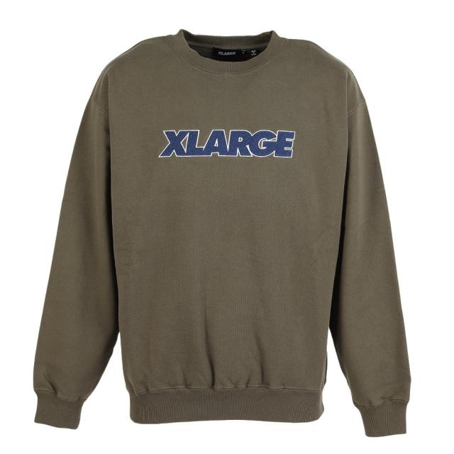 エクストララージ(XLARGE)スタンダード ロゴ クルーネック スウェットシャツ 101253012001-OLIVE(Me…