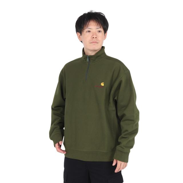 カーハート(CARHARTT)ハーフジップ アメリカン スクリプト スウェットシャツ I0270142BRXX24FW(Men…