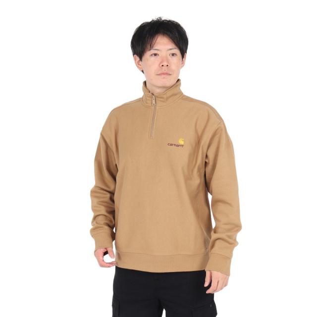 カーハート(CARHARTT)ハーフジップ アメリカン スクリプト スウェットシャツ I0270142FSXX24FW(Men…