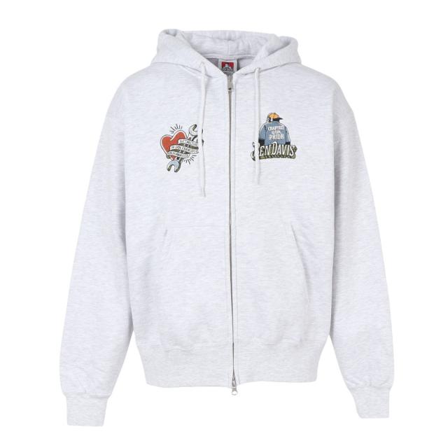 ベンデイビス(BEN DAVIS)バック刺繍ジップパーカー 25780053-ASH(Men’s)