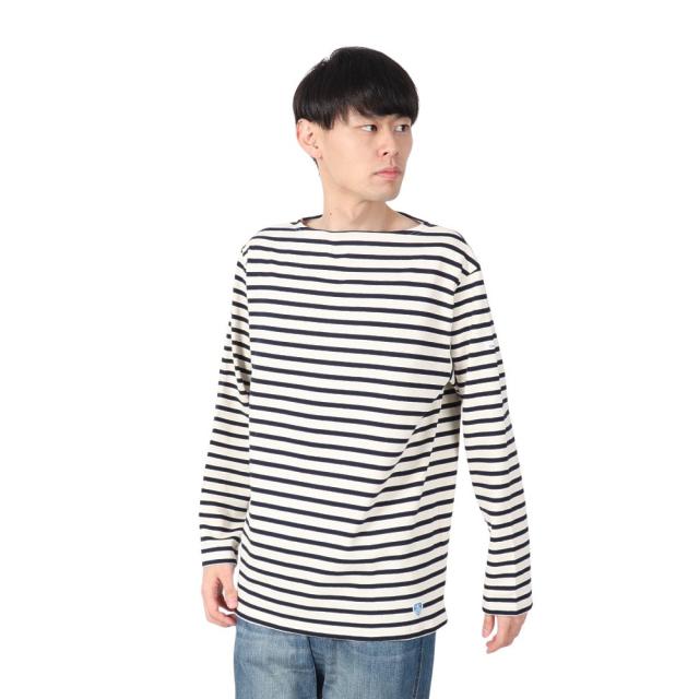 オーシバル(ORCIVAL)Cotton Lourd Basque ボーダー 長袖シャツ B211 ECRUxMARINE(M…
