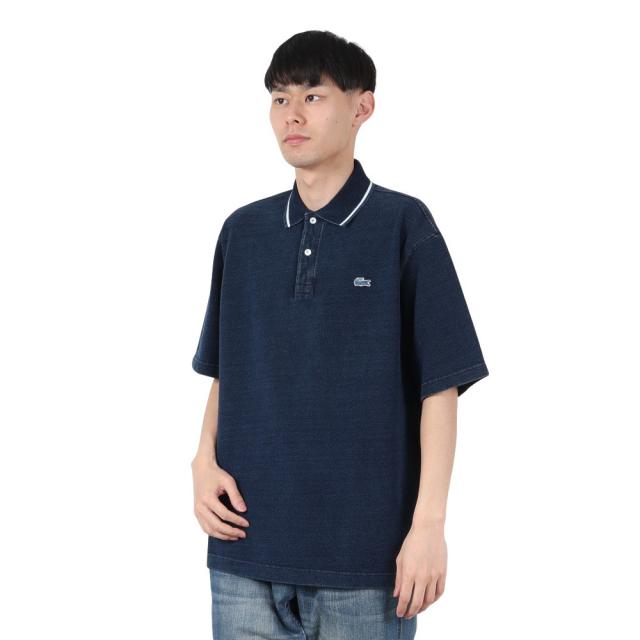 ラコステ(LACOSTE)配色リブニットインディゴポロシャツ PH004J-993GF(Men’s)