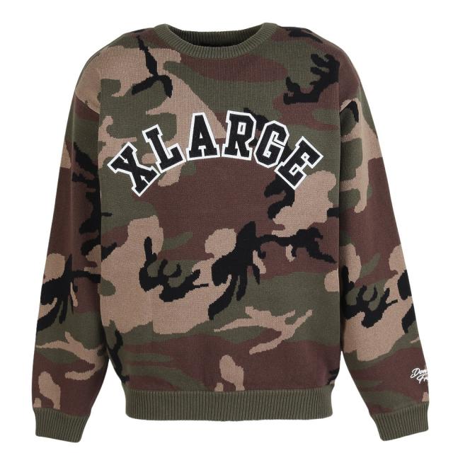 エクストララージ(XLARGE)ARCH ロゴ クルーネックニット 101253015002-CAMO(Men’s)
