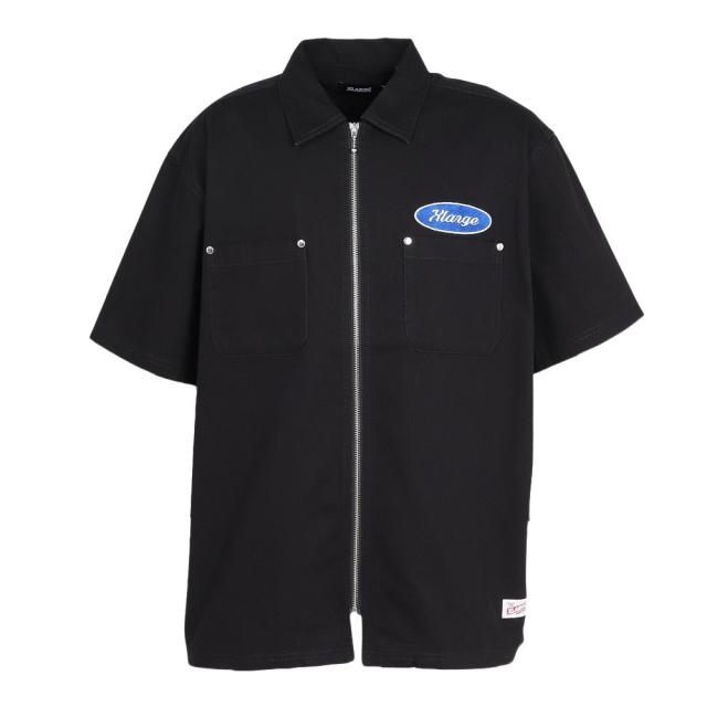 エクストララージ(XLARGE)ジップアップ 半袖 ワークシャツ 101252014001-BLACK(Men’s)