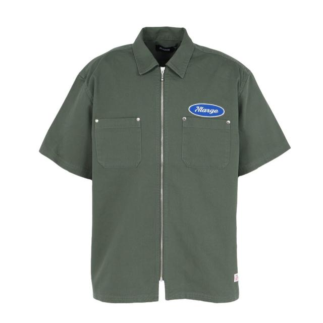 エクストララージ(XLARGE)ジップアップ 半袖 ワークシャツ 101252014001-GREEN(Men’s)