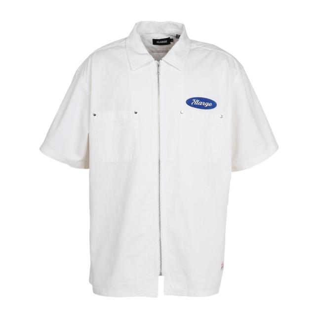 エクストララージ(XLARGE)ジップアップ 半袖 ワークシャツ 101252014001-WHITE(Men’s)