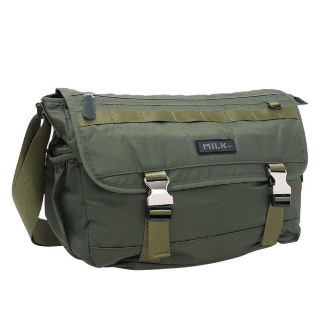 ミルクフェド(MILKFED.)ロゴ PLATE メッセンジャーバッグ 103241053006-OLIVE(Men’s、La…