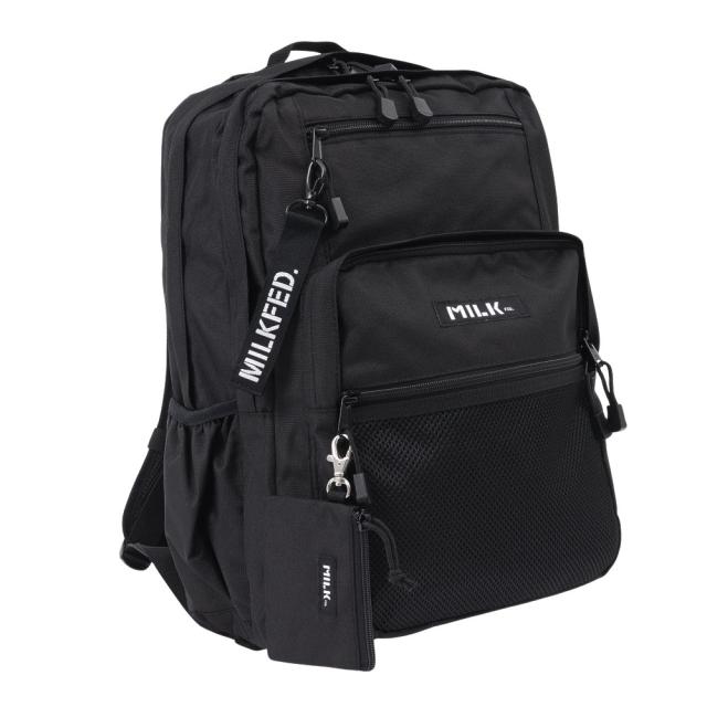 ミルクフェド(MILKFED.)ダブルジップ バックパック 103202053019-BLACK(Men’s、Lady’s)